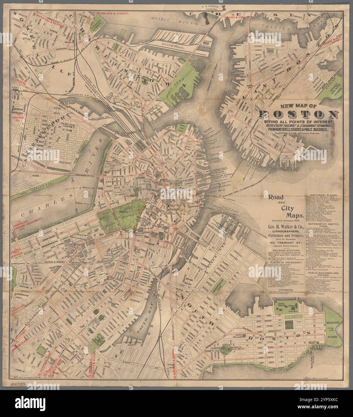New map of Boston, giving all points of interest: with every railway ...