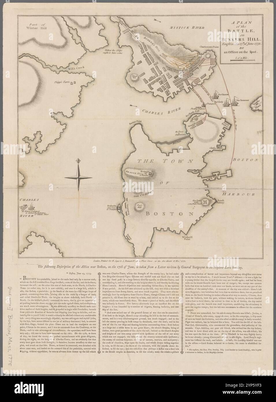 Map of the battle of bunker hill hi-res stock photography and images ...
