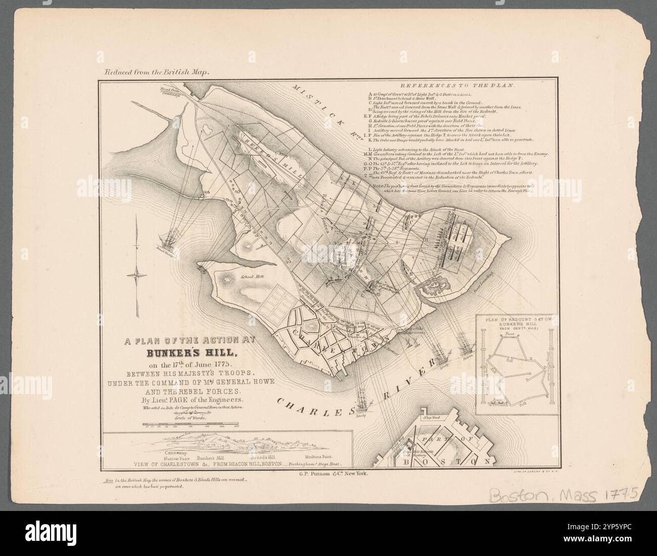 Map of the battle of bunker hill hi-res stock photography and images ...