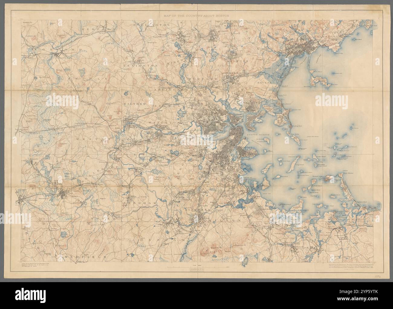 Map of the country about Boston 1890 Stock Photo - Alamy
