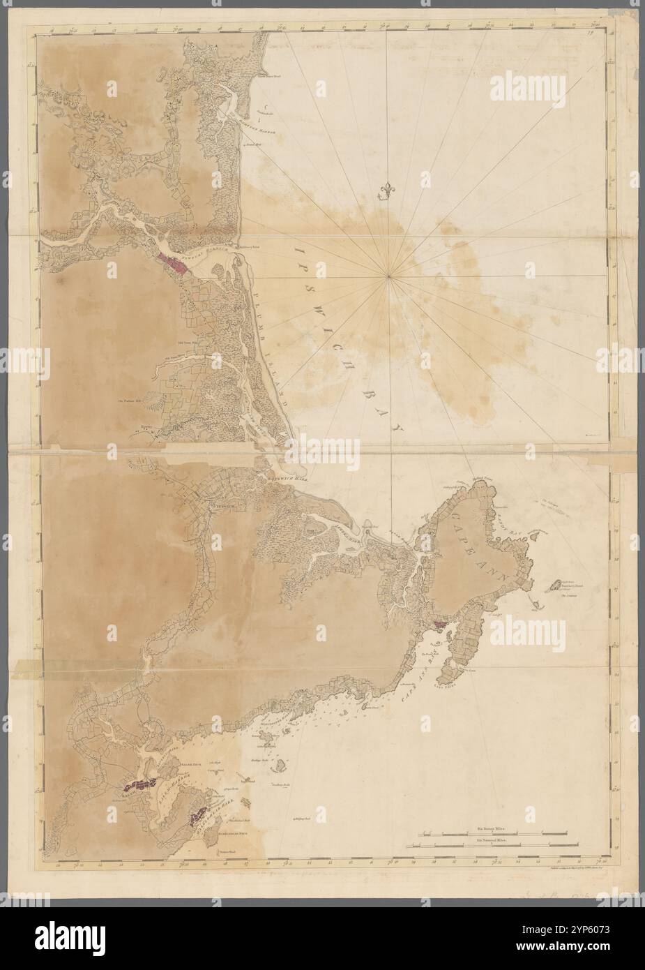 Coastal chart of the Massachusetts coast from Marblehead and Salem at ...