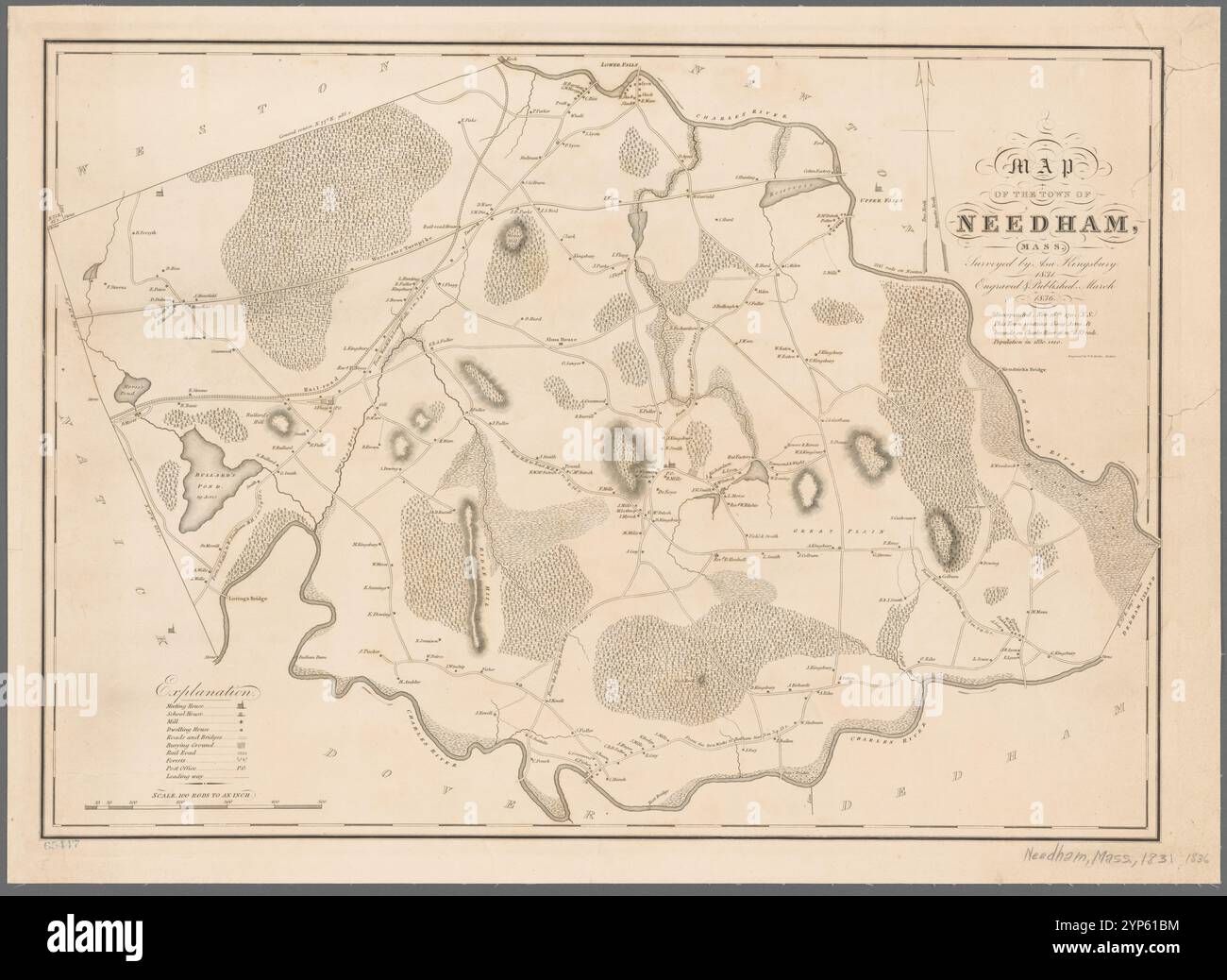 Map of the town of Needham, Mass. 1836 by Annin, William B., 1791?-1839 ...