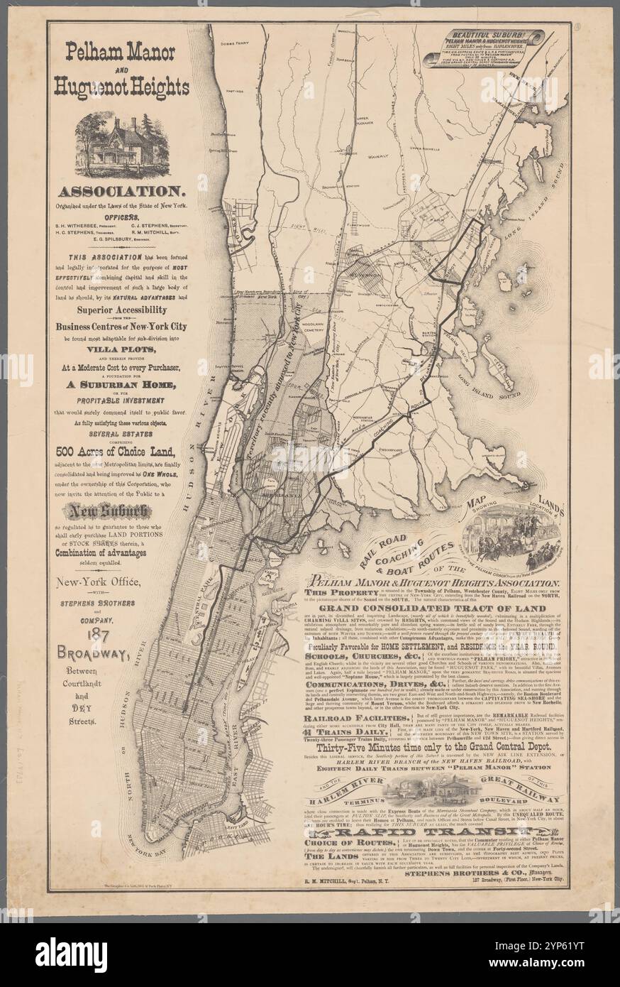 Map showing location of lands, rail road, coaching, & boat routes of ...