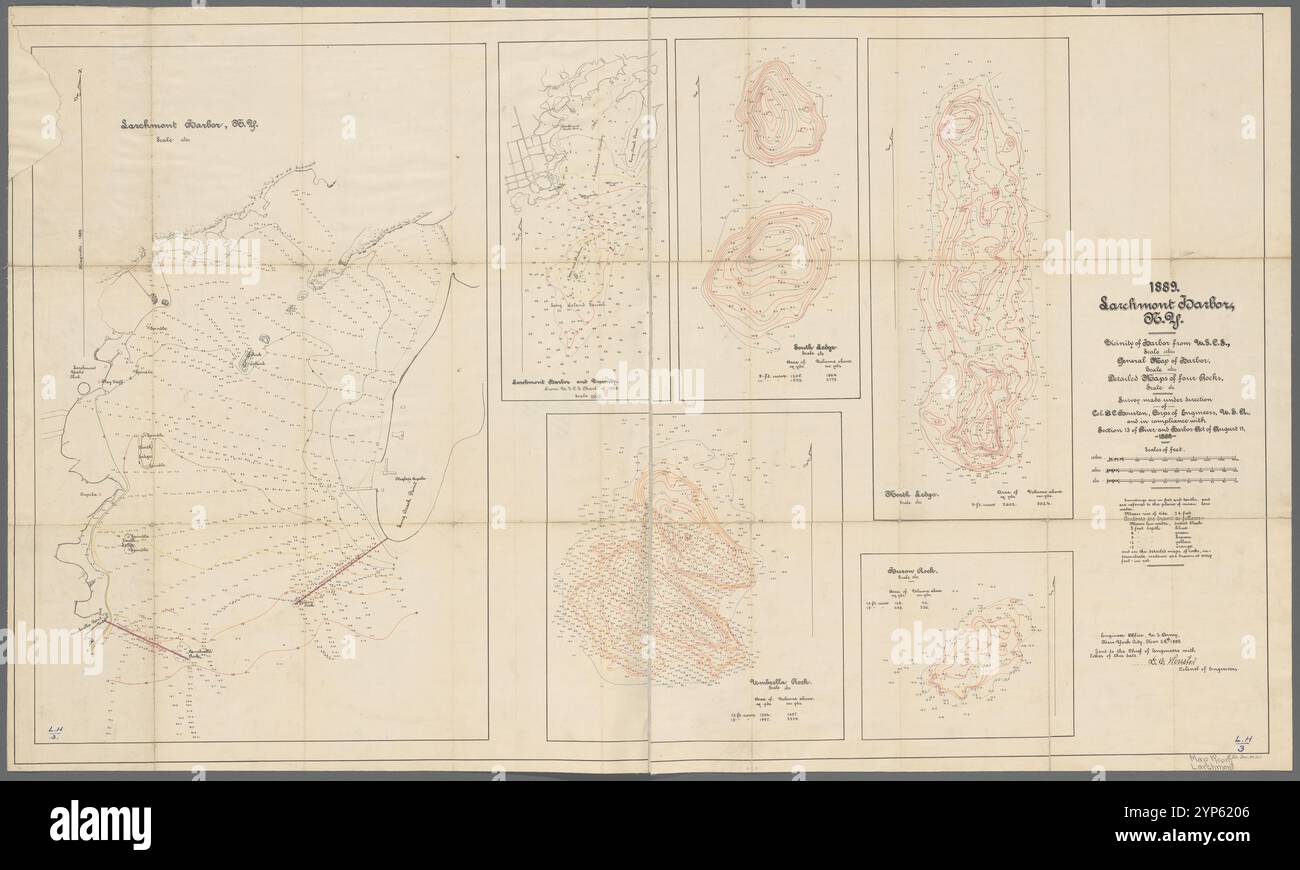 1889, Larchmont Harbor, N.Y.: Vicinity of harbor from U.S. C. S., scale ...
