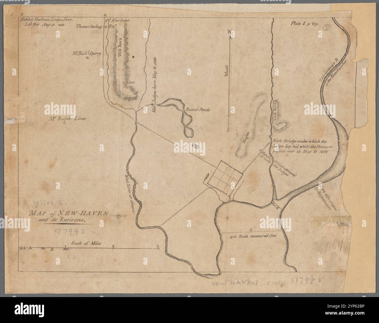 Map of New Haven and its environs 1794 by Stiles, Ezra, 1727-1795 Stock ...