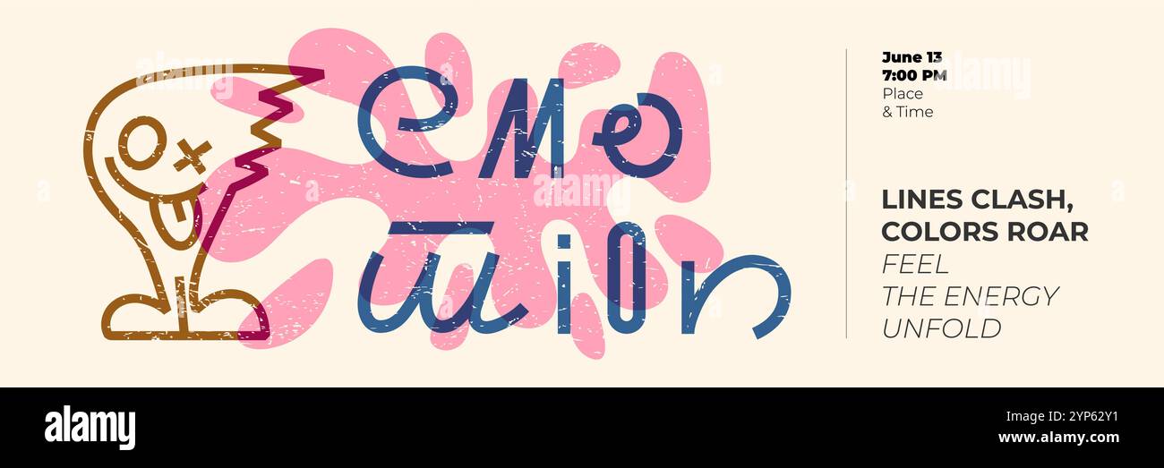 Trendy horizontal design featuring graffiti-style character, abstract ...