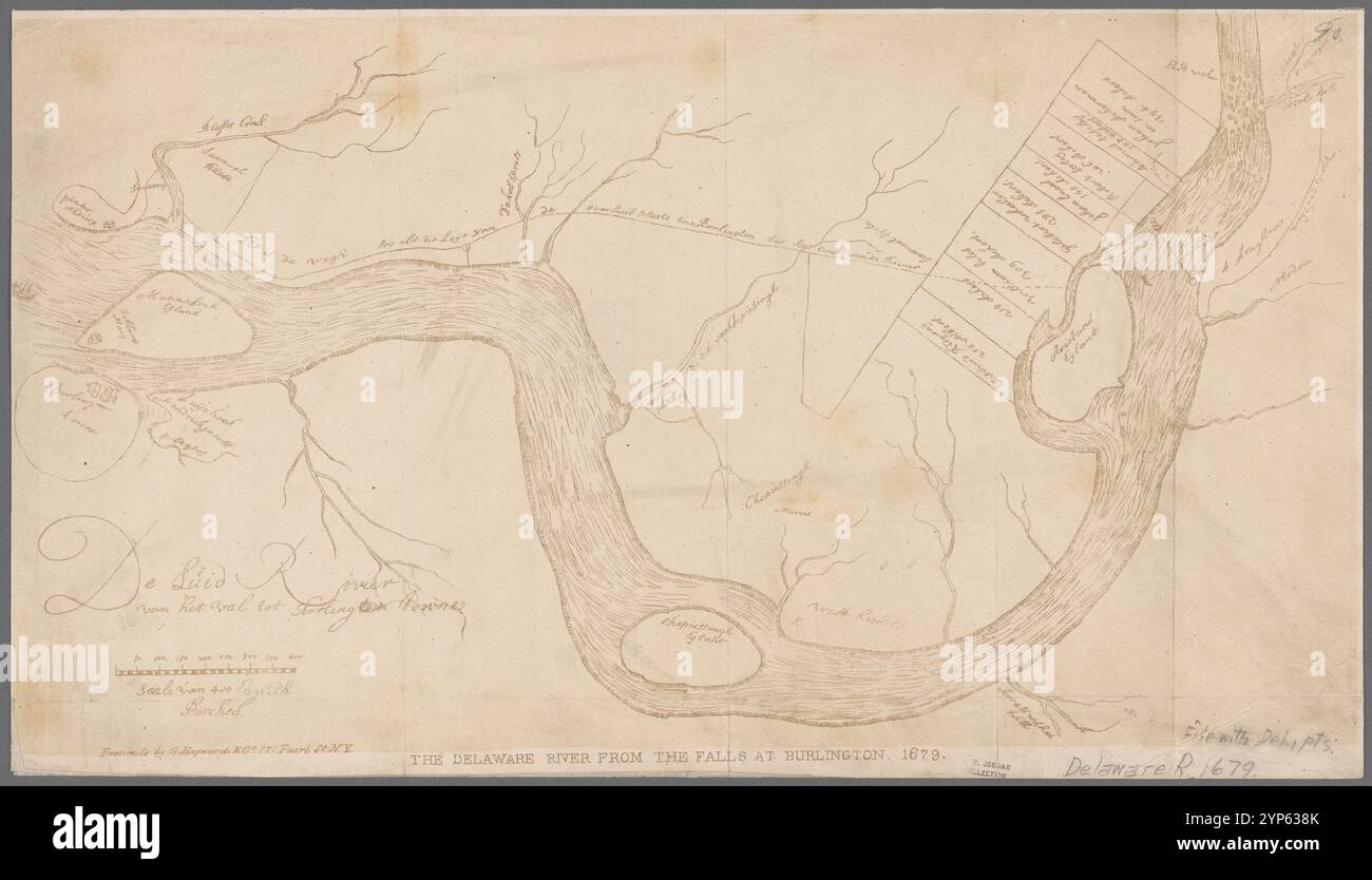The Delaware River from the Falls at Burlington, 1679 1867 by Hayward ...