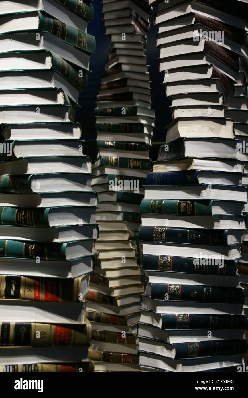 Three spiral stacks of reference books are seen on a table at The ...