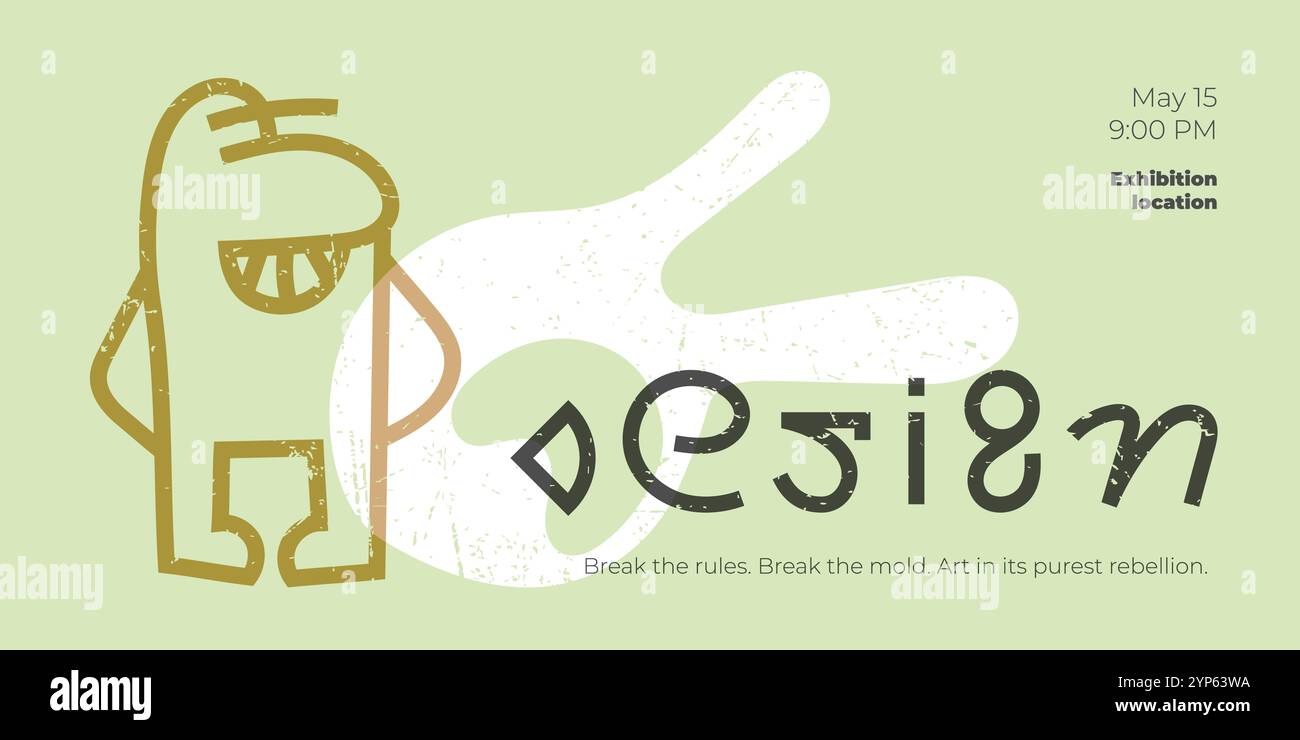 Horizontal design blending graffiti art, trendy shapes, and retro ...