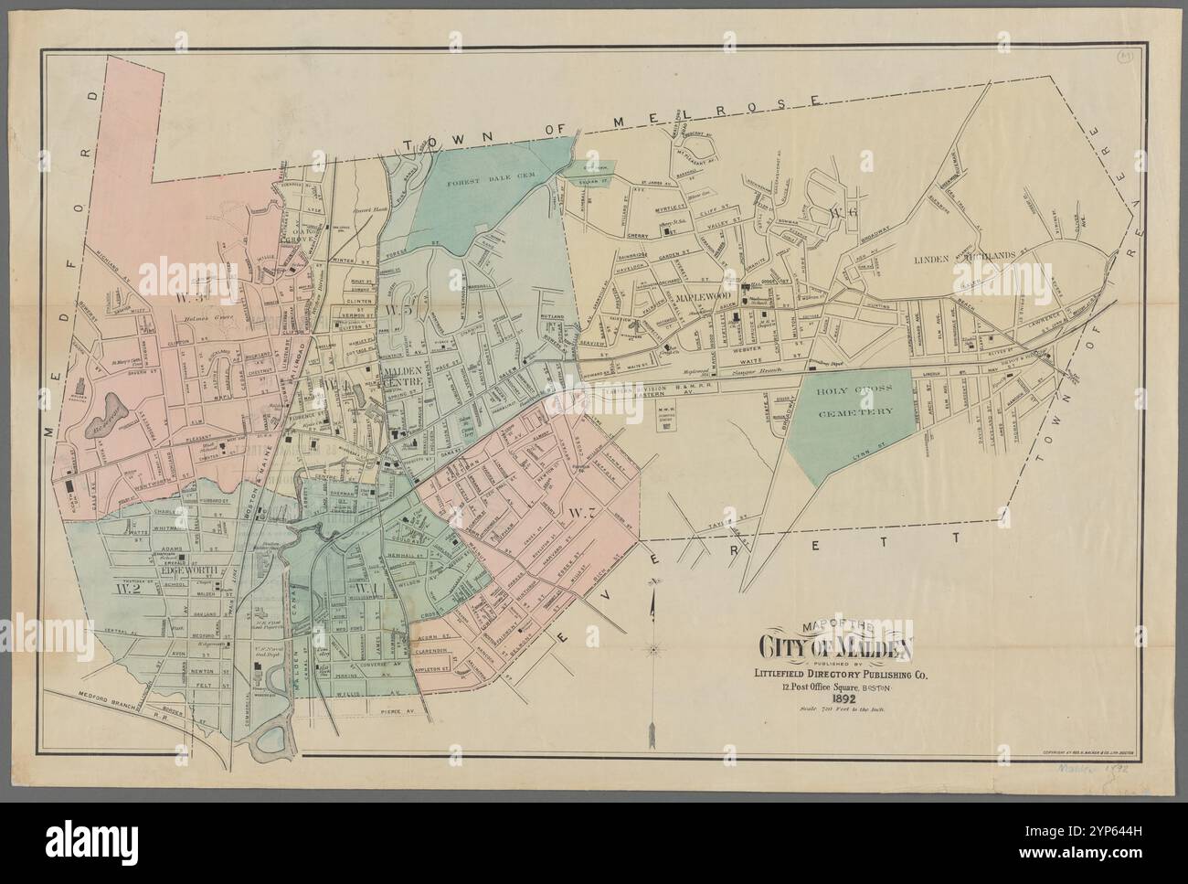 Map of the city of Malden 1892 Stock Photo - Alamy