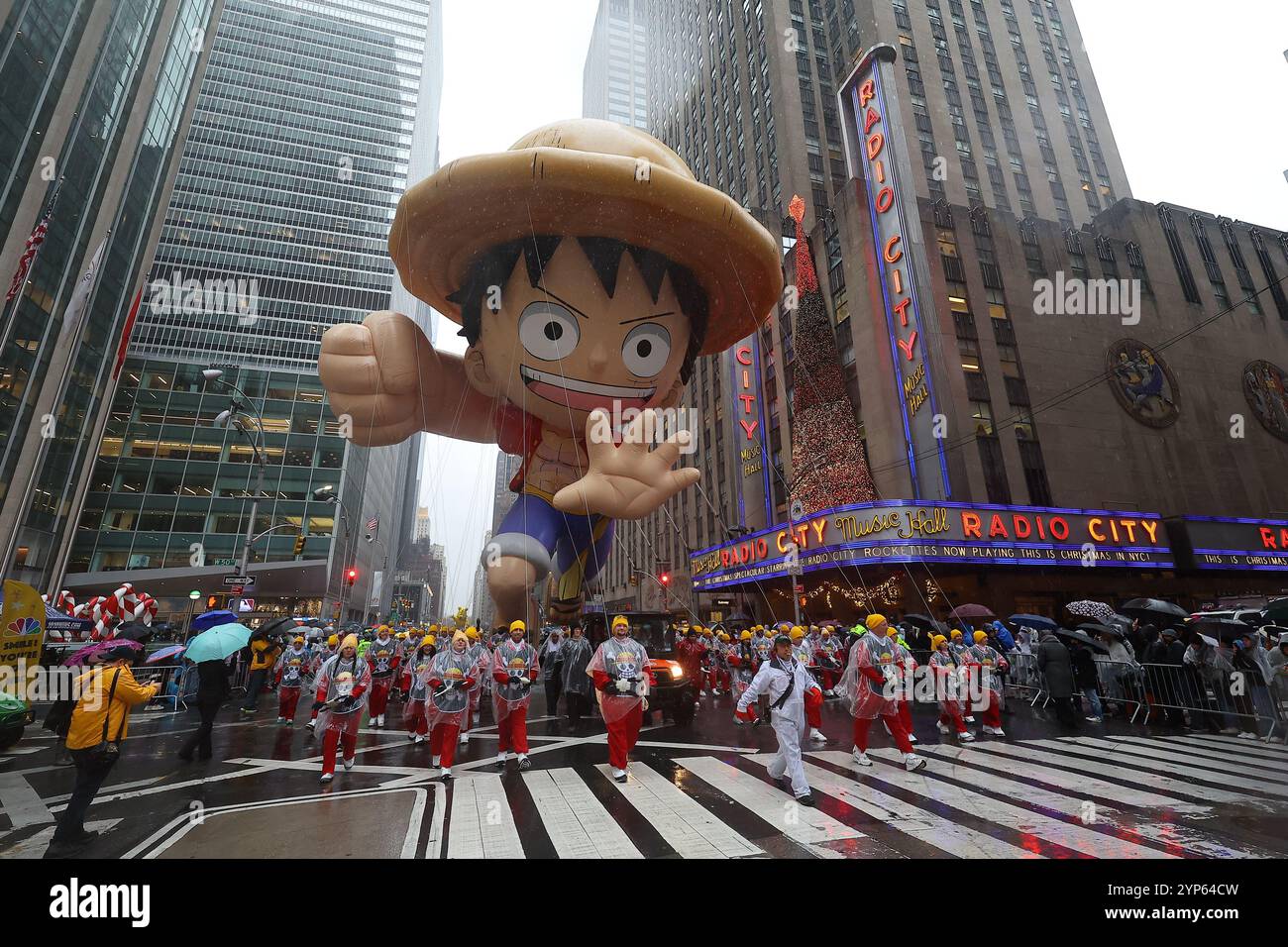 The Monkey D. Luffy heads down the parade route during The 98th Macy's ...