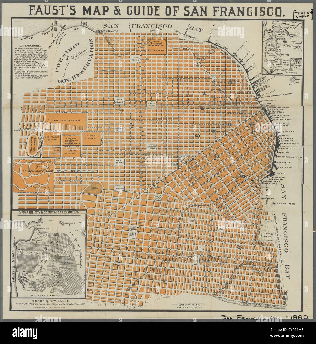 Faust's map & guide of San Francisco 1882 Stock Photo - Alamy