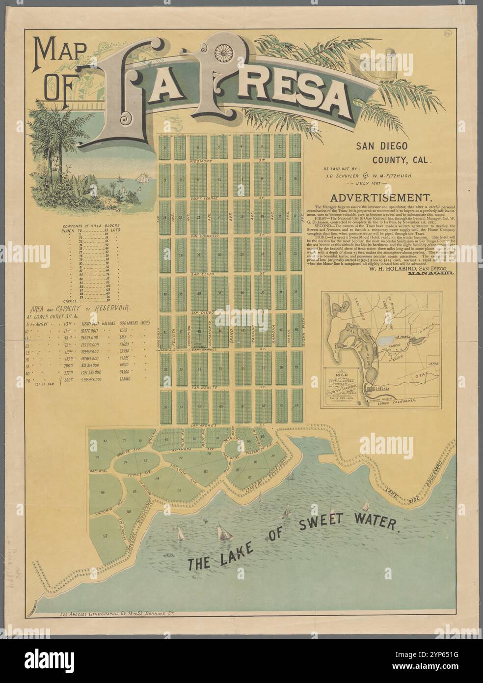 Map of La Presa : San Diego County, California 1887-07 by Schuyler ...