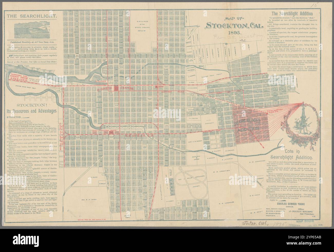 Map of Stockton, Cal. 1895 Stock Photo - Alamy