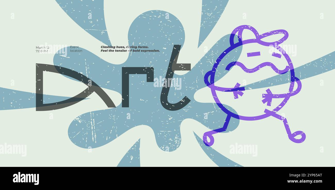 Trendy horizontal poster with graffiti-inspired art, abstract forms ...