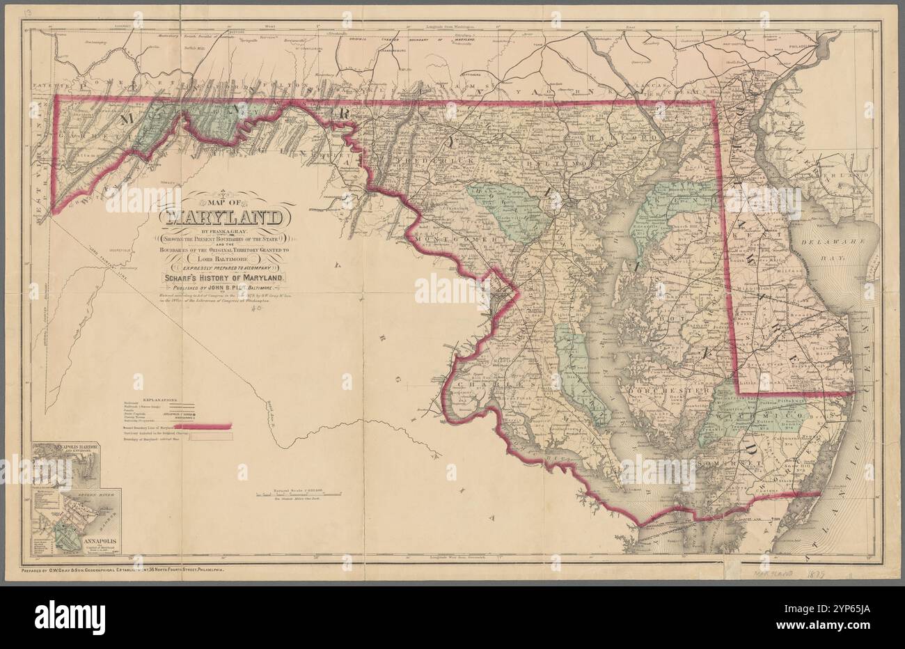 Map of Maryland: showing the present boundaries of the state and the ...