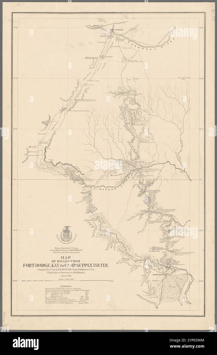 Map of roads from Fort Dodge, Kan. to Camp Supply, Ind. Ter. 1872 by ...