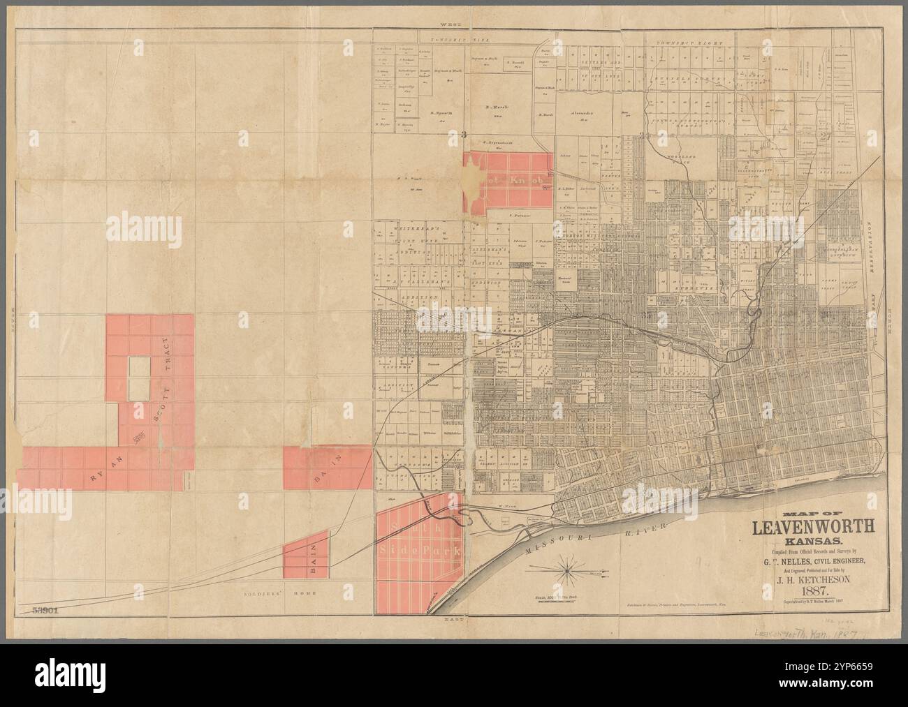Map of kansas 1887 hi-res stock photography and images - Alamy