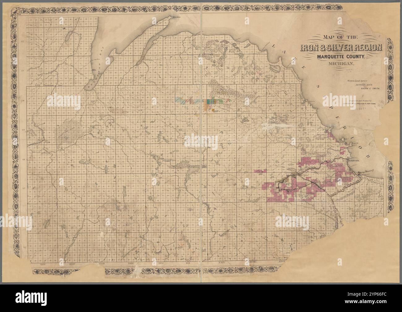Map of the iron & silver region, Marquette County, Michigan 1888 by ...