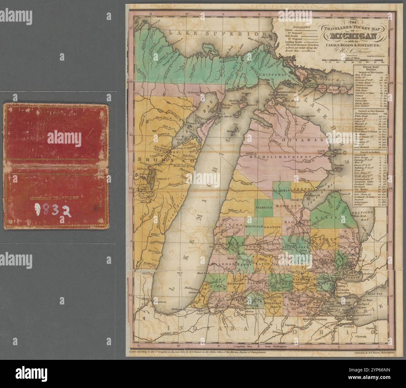 The travellers pocket map of Michigan : with its canals, roads ...