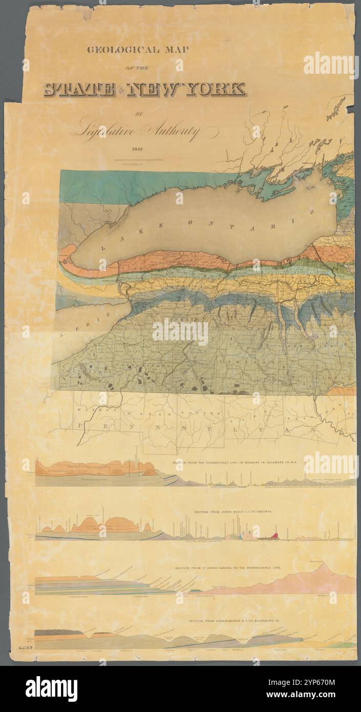 Geological map of the State of New York 1842 by Sherman & Smith Stock ...