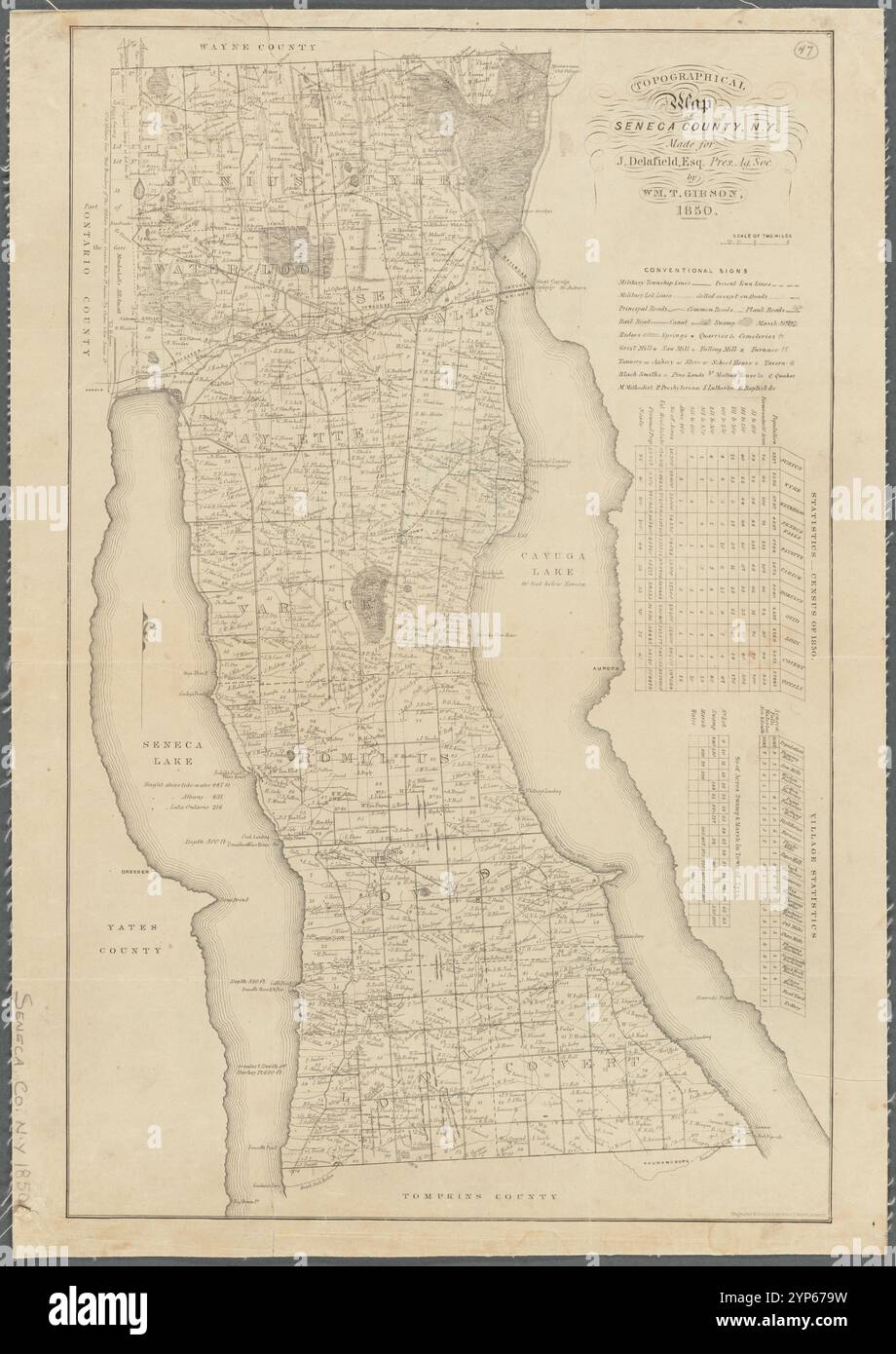 Topographical map of Seneca County, N.Y. 1850 by Gibson, Wm. T ...