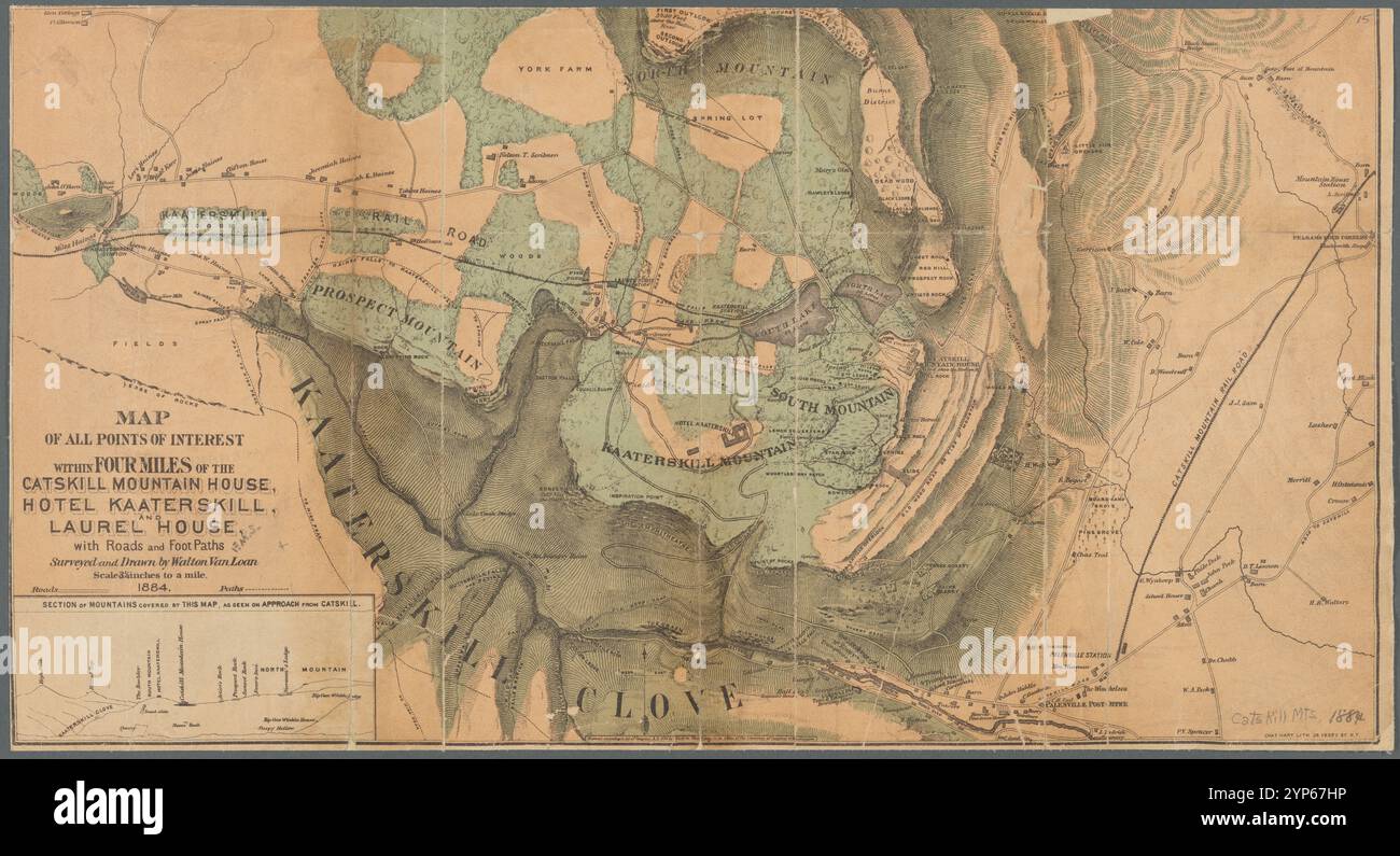 Map of all points of interest within four miles of the Catskill ...