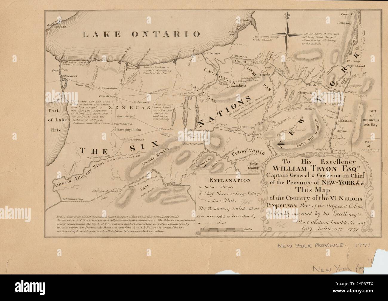 New York province. Map of the country of the VI nations proper with ...