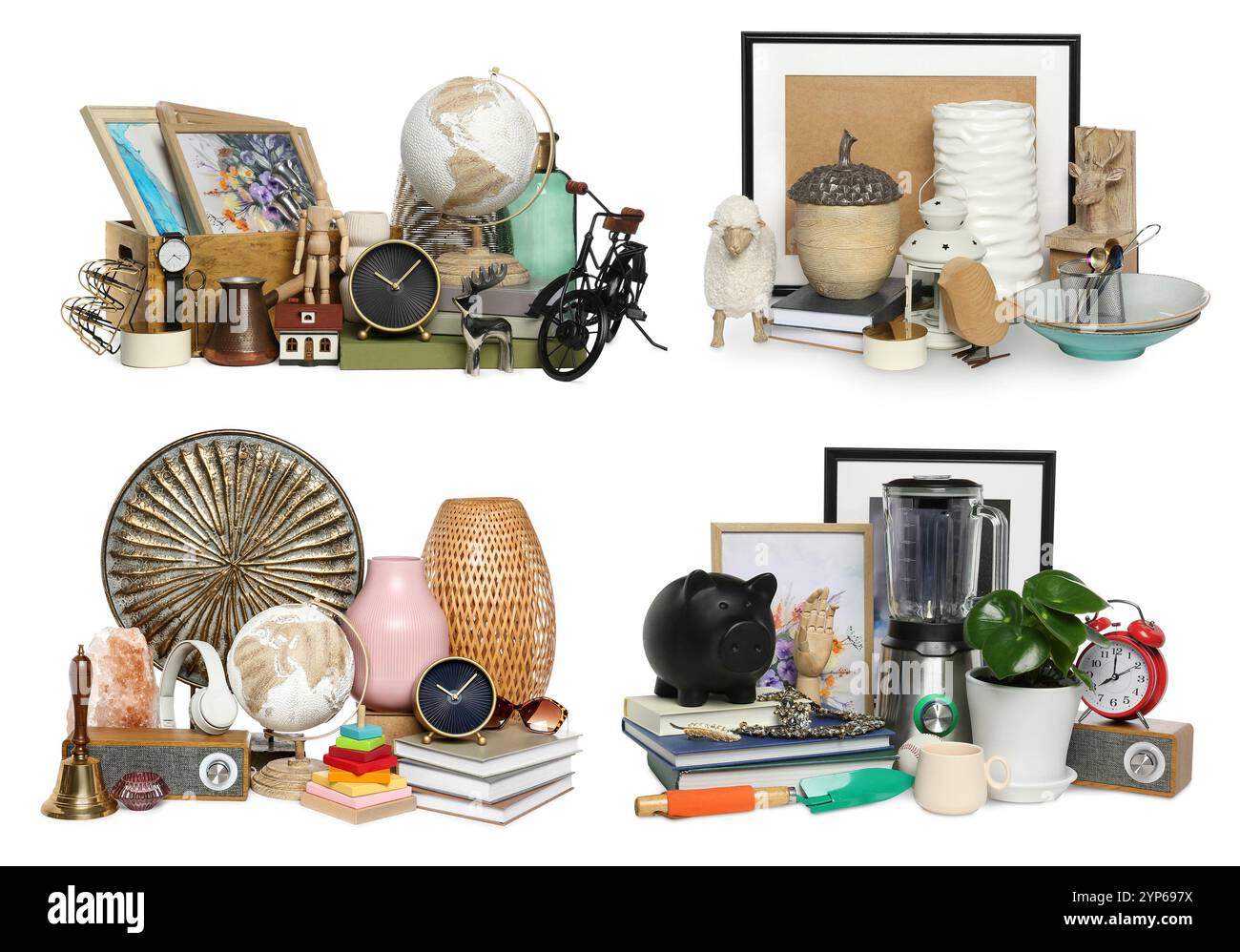 Garage sale. Different stuff isolated on white, set Stock Photo - Alamy