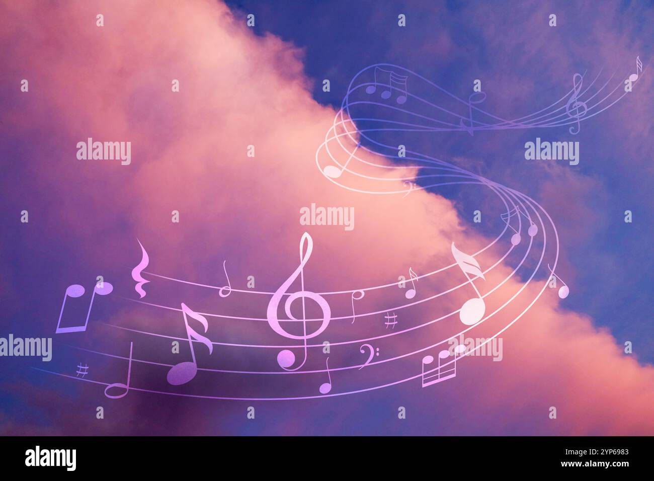 Musical symbols in beautiful sky with clouds Stock Photo - Alamy
