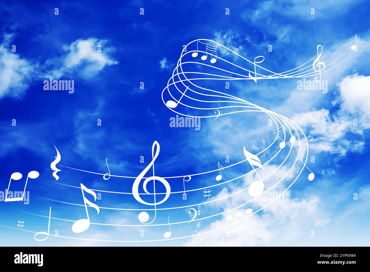 Musical symbols in beautiful sky with clouds Stock Photo - Alamy