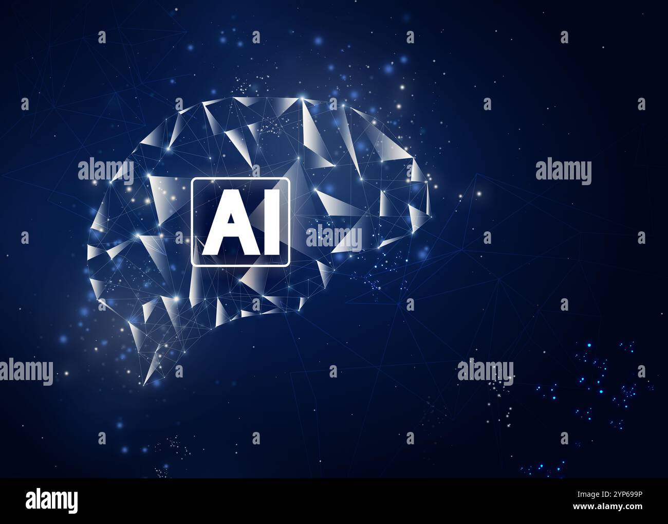 Artificial intelligence. Illustration of brain with AI abbreviation on ...
