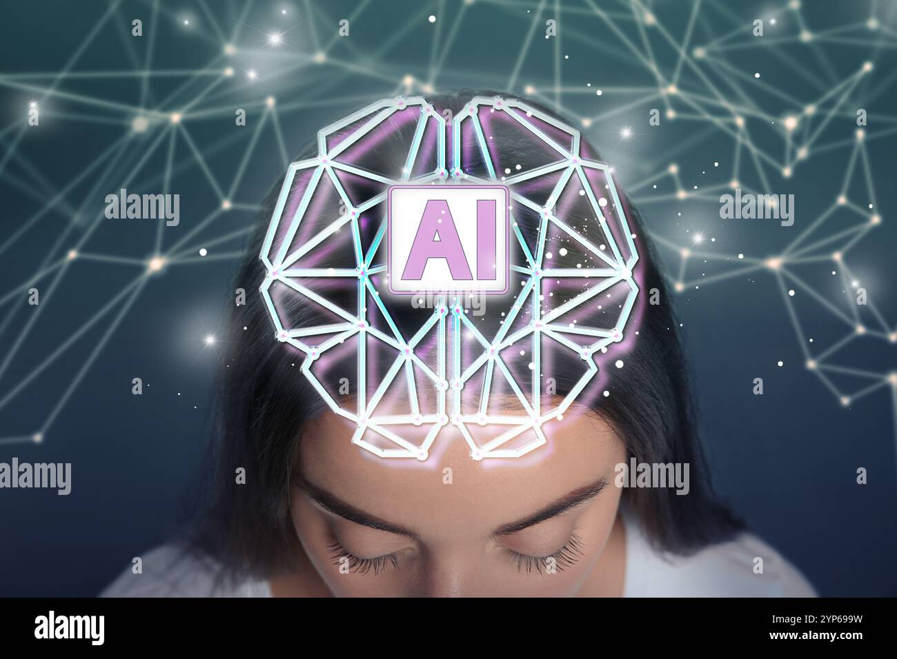 Artificial intelligence. Illustration of glowing brain with AI ...