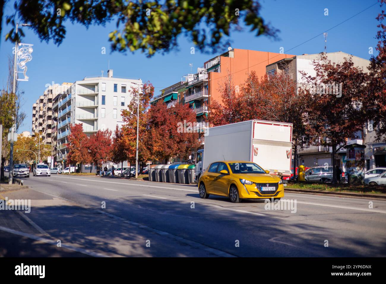 Barcelona-Spain, November 28, 2024. A peaceful yet empty bus stop ...