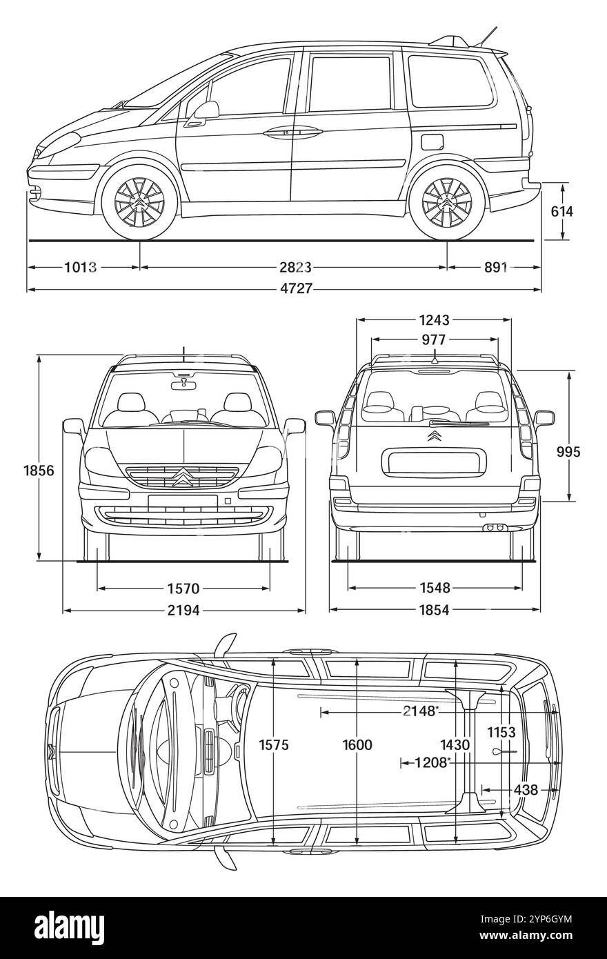 2009 Citroen C8 car blueprint Stock Vector Image & Art - Alamy