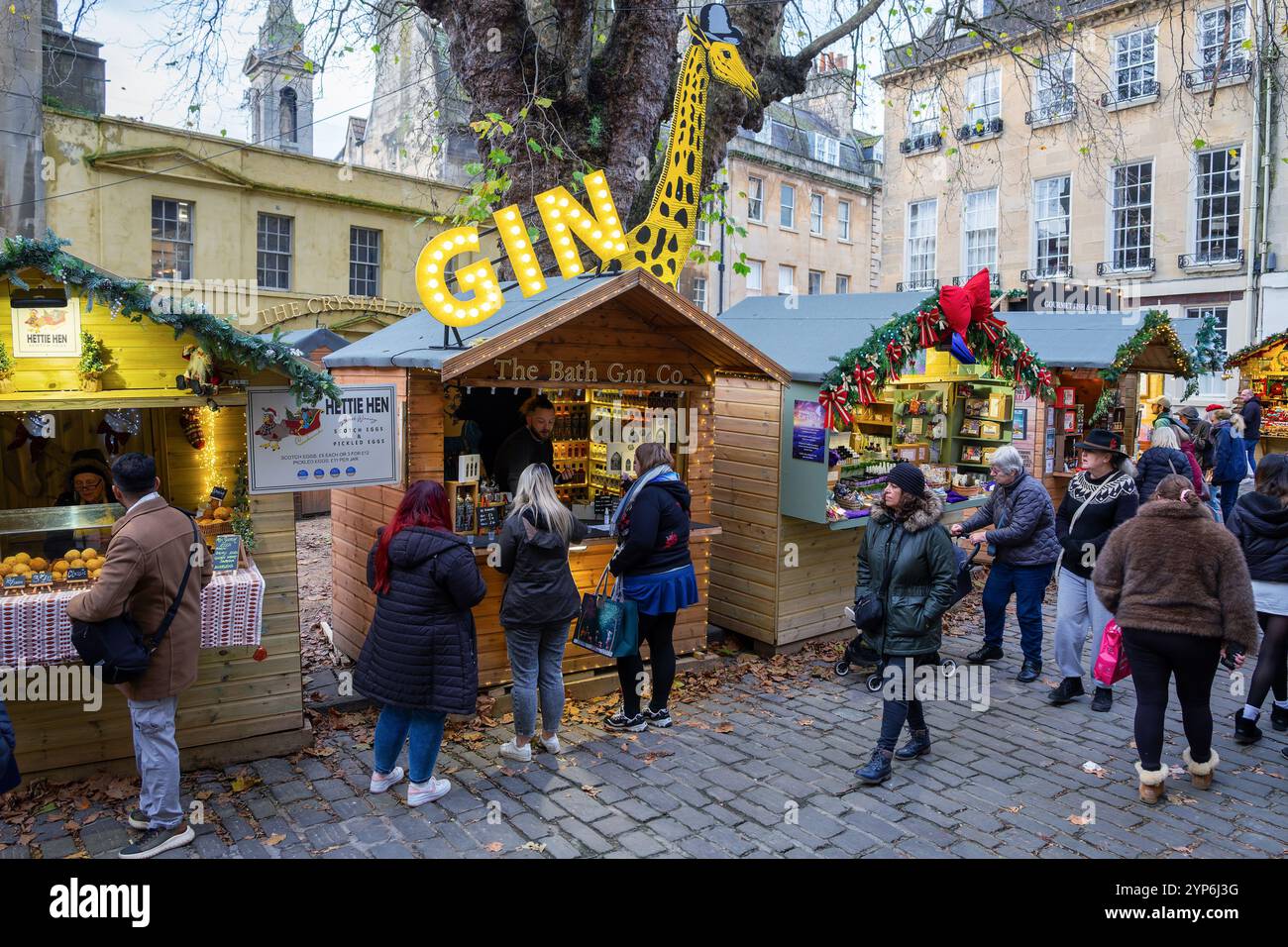 Bath, UK, 28th November 2024. Shoppers are pictured as they enjoy the opening day of Bath's ...