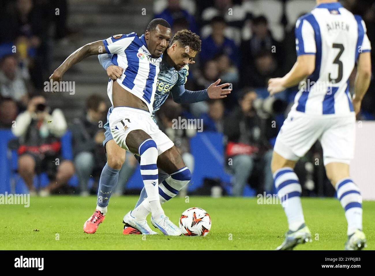 SAN SEBASTIAN - (l-r) Sheraldo Becker of Real Sociedad, Devyne Rensch ...
