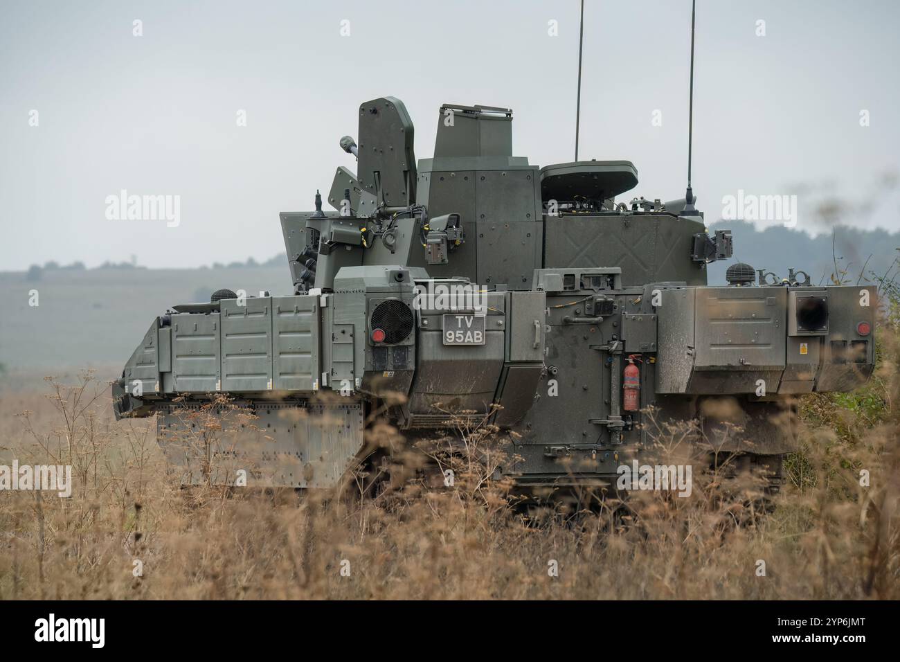 British army 245 Ajax AFV, ISTAR tank tracked combat vehicle in action ...