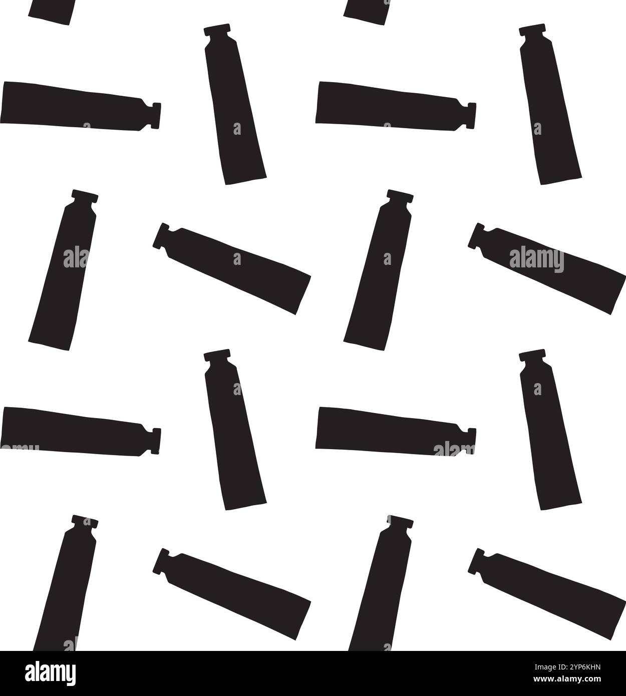 Vector seamless pattern of hand drawn paint tube silhouette isolated on ...