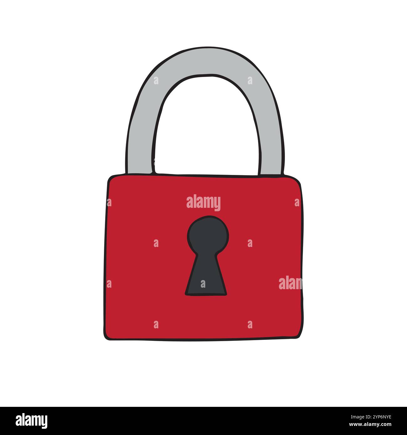 Vector hand drawn sketch doodle colored lock isolated on white ...