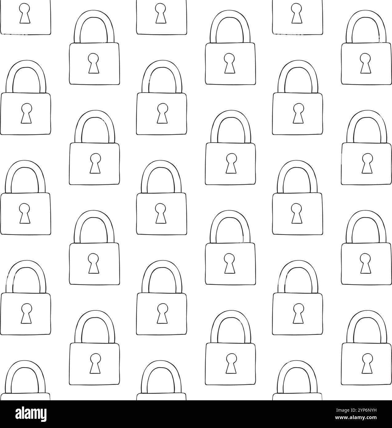 Vector seamless pattern of hand drawn sketch doodle outline lock ...