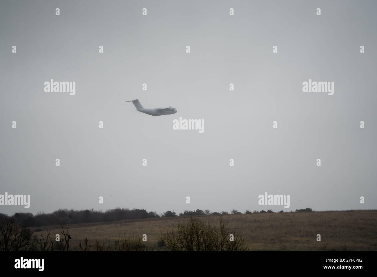 RAF Military C.1 Airbus A400M, a large transport aircraft flying low on ...
