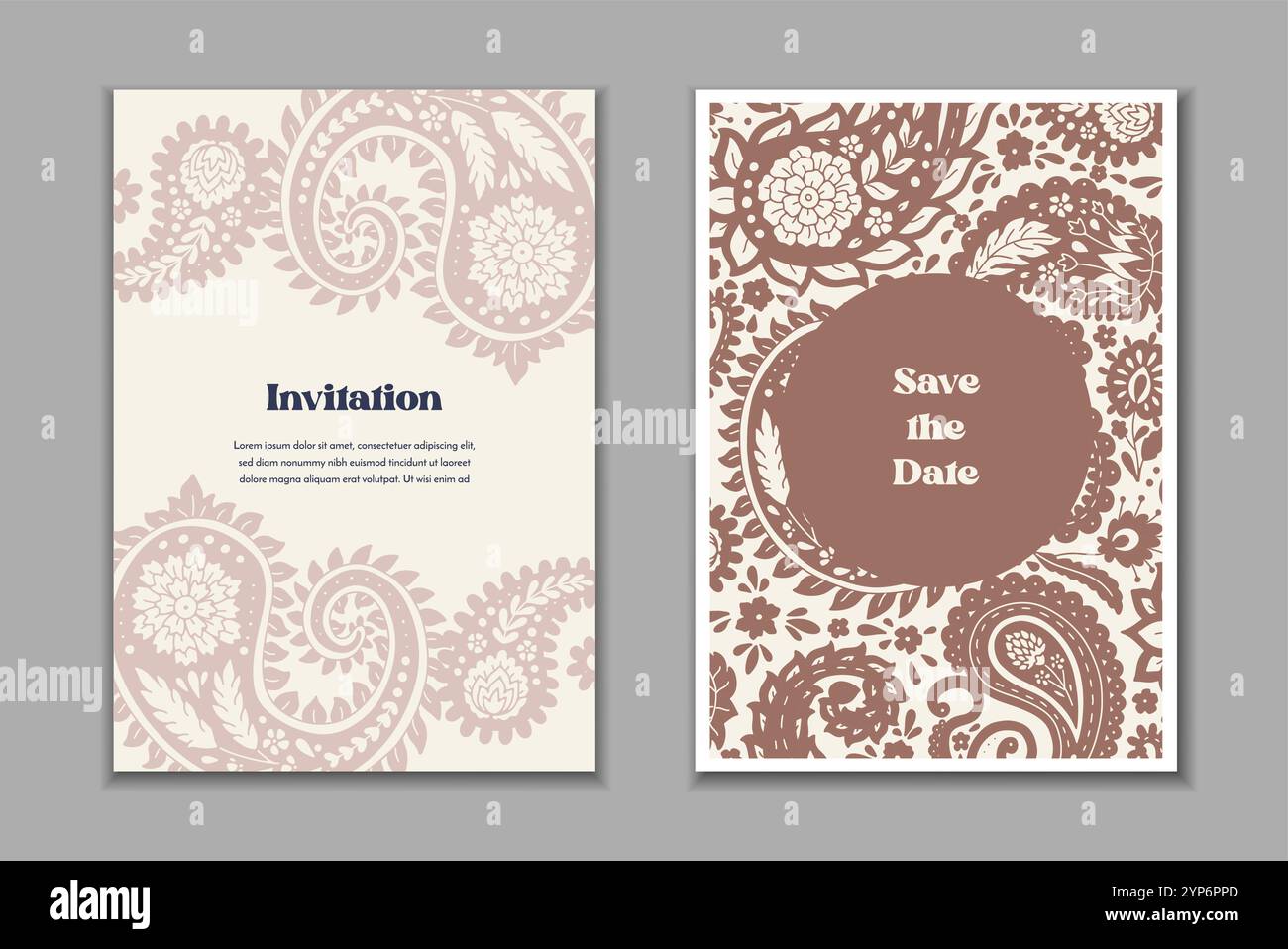 Two greeting cards set with paisley motifs Stock Vector Image & Art - Alamy