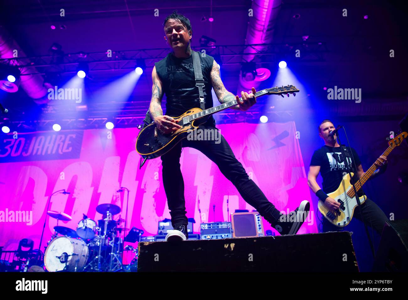 German punk rock band, Donots, performing at the Huxleys Neue Welt in ...