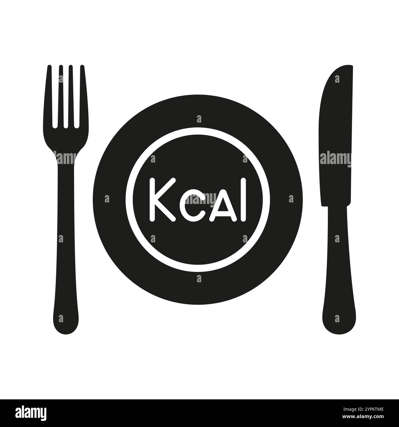 Calorie Count Silhouette Icon with Plate And Cutlery, Weight Loss And ...