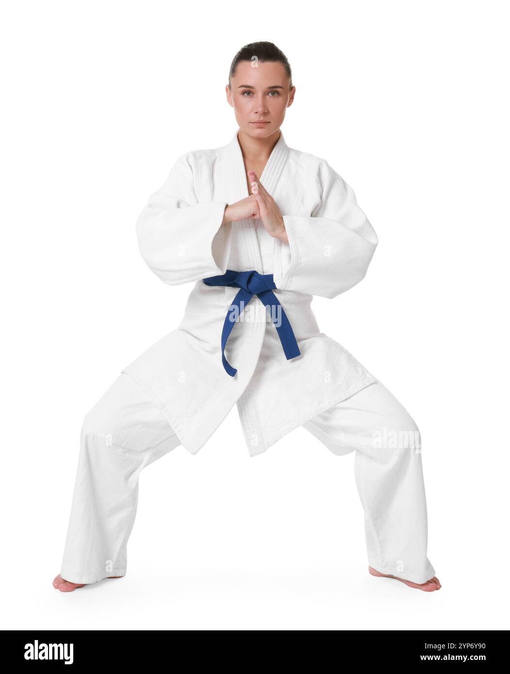 Karate fighter in kimono isolated on white Stock Photo - Alamy