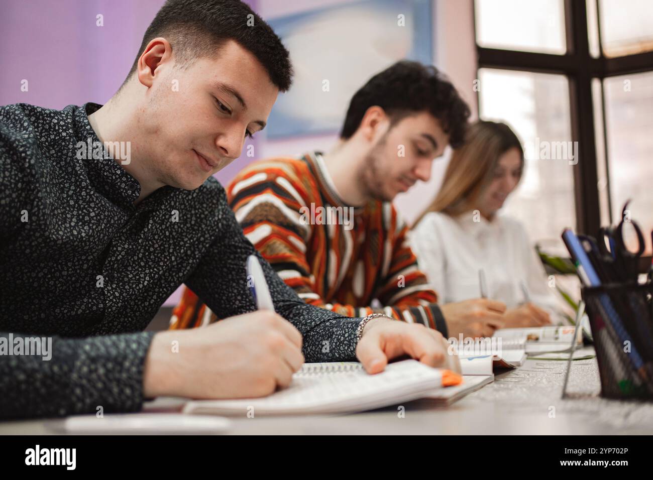 Positive professor group students hi-res stock photography and images ...