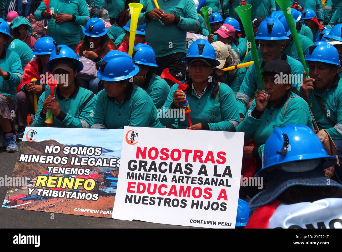 Lima, Peru. 28th Nov, 2024. "Thanks to artisanal mining, we educate our ...