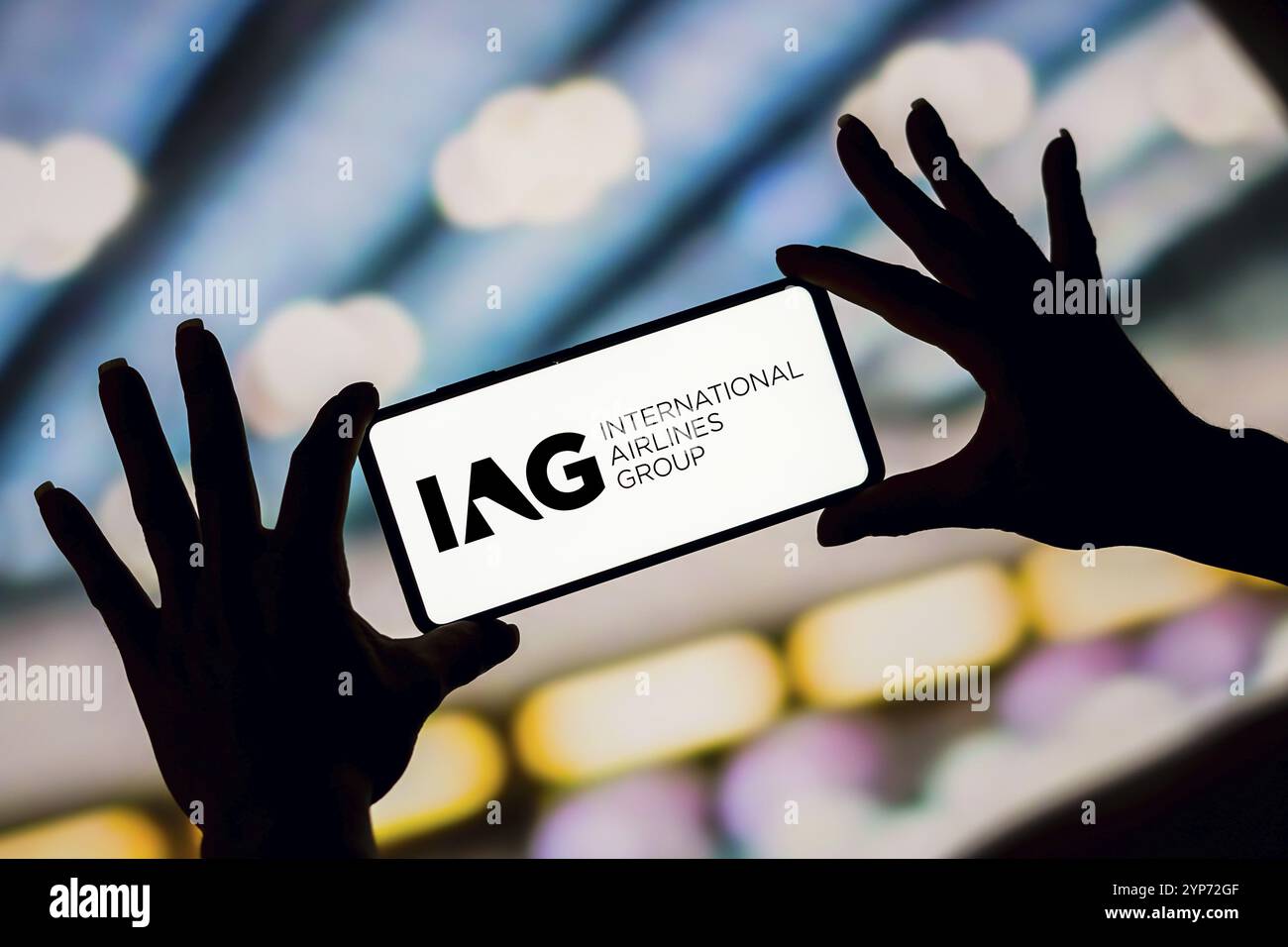 In this photo illustration, the International Airlines Group (IAG) logo ...