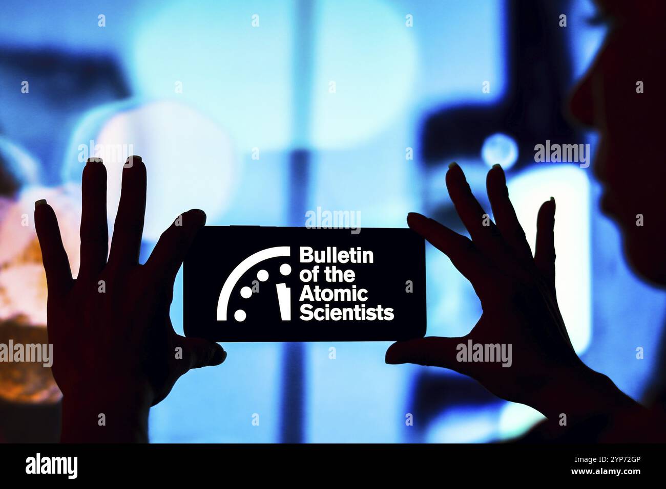 In this photo illustration, the Bulletin of the Atomic Scientists ...